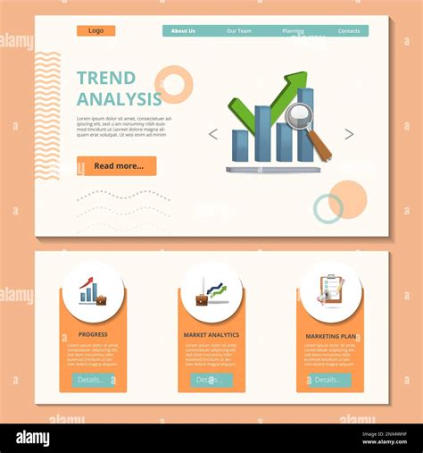 Trend Analysis Flat Landing Page Website Template Progress Market