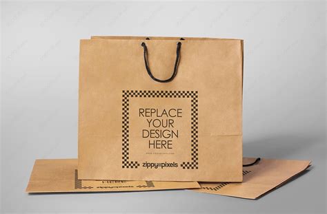 手提袋牛皮纸购物袋样机psd模板 06