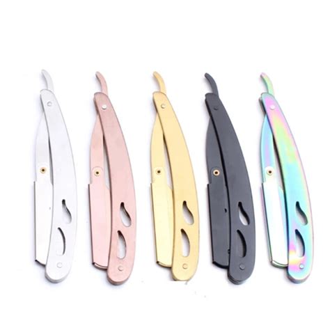 Fnlune 남성용 스트레이트 미용사 면도기 겨드랑이 털 면도 음모 접이식 면도기 제모 도구 및 날 1 개 면도 And 제모