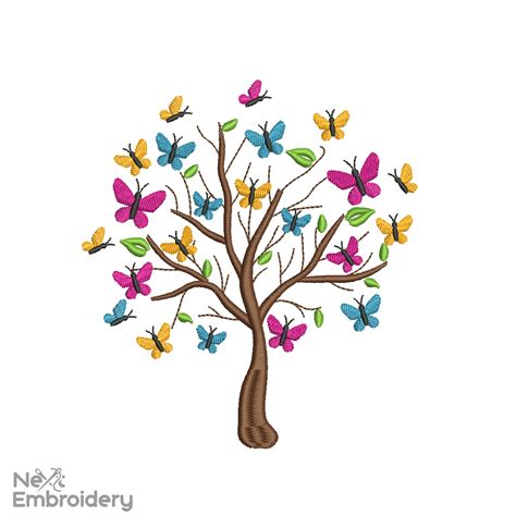 Butterfly Tree Embroidery Design Nextembroidery