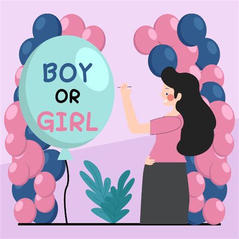 Gender Reveal Cartoon Balloons Indicating Baby S Sex In Instagram Post