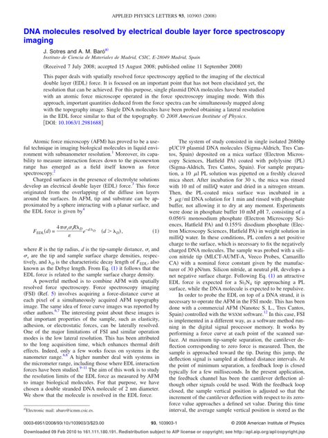 Pdf Dna Molecules Resolved By Electric Double Layer Force