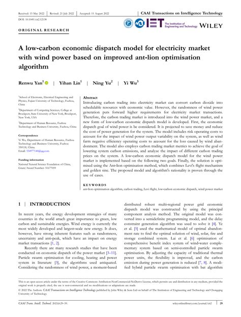 Pdf A Low‐carbon Economic Dispatch Model For Electricity Market With