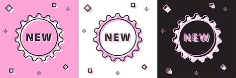 분홍색과 흰색 검은 색 배경에 격리 된 비문 새로운 아이콘가격 태그를 설정합니다 가격 배지 프로모션 태그 할인 벡터 일러스트레이션 가격에 대한 스톡 벡터 아트 및 기타