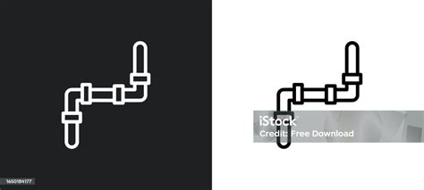 배관 파이프는 흰색과 검은 색으로 아이콘을 윤곽을 그립니다 배관 파이프 웹 모바일 앱 및 Ui에 대한 건설 컬렉션의 플랫 벡터 아이콘입니다 0명에 대한 스톡 벡터 아트 및