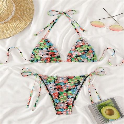 Vintage Floral Bikini Women Swimsuit New Swimwear Sexy Lace Up Bikinis