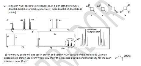 Solved A Match NMR Spectra To Structures S D T P M Chegg Com