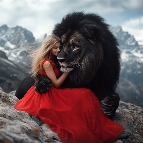 девушка и лев Девушка и лошадь Двойная экспозиция Портрет