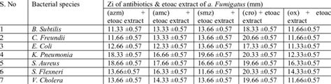 Synergistic Effect Of Antibiotics And Etoac Extract Of A Fumigatus Download Scientific Diagram