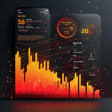 Premium Ai Image Vibrant Stats Visualization Dynamic Panoramic Background With Red Yellow And