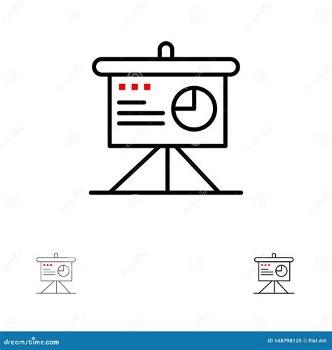 Presentation Analytics Board Business Bold And Thin Black Line Icon Set Stock Vector