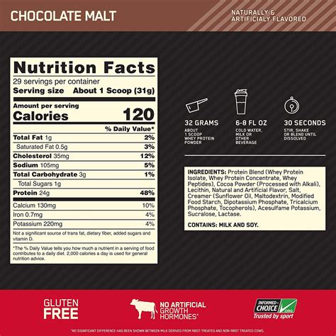 On Gold Standard 100 Whey Chocolate Malt Protein Powder Drink Mix 29 —