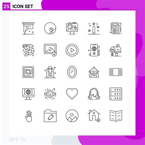 Pack Of 25 Modern Lines Signs And Symbols For Web Print Media Such As