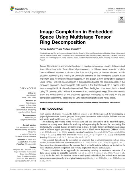 Pdf Image Completion In Embedded Space Using Multistage Tensor Ring