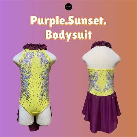 Custom Purple Sunset Dancesport Skating Twirling Bodysuit Inspire Uplift