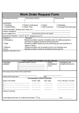 SAMPLE Work Order Forms In PDF MS Word