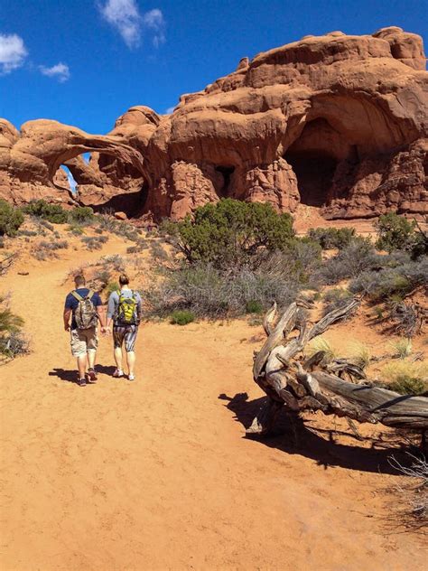 Double Arch Trail At Arches National Park In Moab Utah Usa Editorial Stock Image Image Of