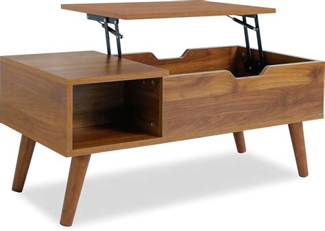 Lift Top Coffee Table With Hidden Storage And 2 Open Cubbies Coffee