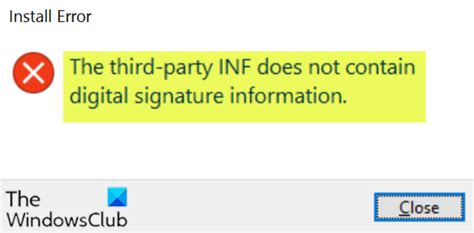 How To Fix The Error The Third Party Inf Does Not Contain Digital