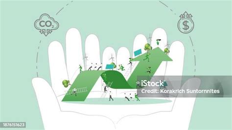 Esg 지속가능성 정책 탄소 배출권은 탄소 발자국과 이산화탄소를 줄이는 것부터 탄소 상쇄까지 계산합니다 손에 그래프를 올립니다 탄소 중립에 대한 스톡 벡터 아트 및 기타