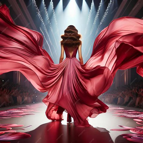 Premium Photo Women Model Ramp Walk For Fashion Pink Dress
