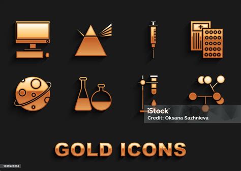 테스트 튜브 및 플라스크 화학 실험실 물집 팩에 알 약 분자 화재 히터에 유리 테스트 행성 주사기 키보드 마우스와 광선 프리즘