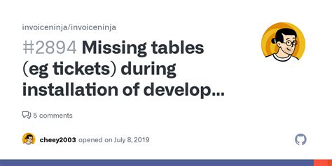 Missing Tables Eg Tickets During Installation Of Develop Branch