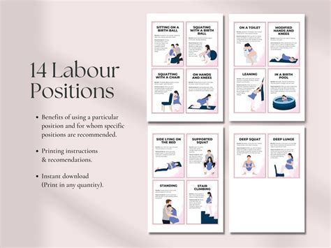 Printable Labour Positions Flash Cards Alternative Labor Etsy