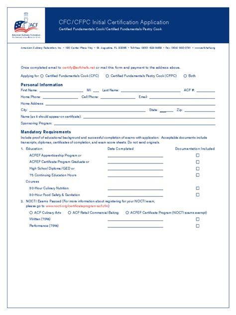 Cfc Cfpc Initial Certification Application Personal Information Pdf Payments Business