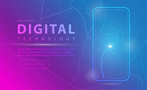 디지털 기술 배너 핑크 블루 배경 개념 기술 라인 라이트 효과 추상 기술 지도 Gps 네비게이션 스마트 폰지도 응용 프로그램 그래픽 디자인을위한 일러스트 벡터 컴퓨터