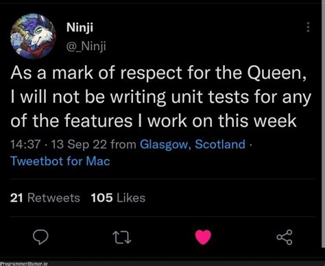 Respect Your Testing Programmerhumor Io
