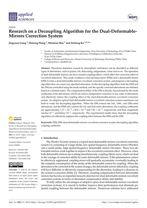 Pdf Research On A Decoupling Algorithm For The Dual Deformable