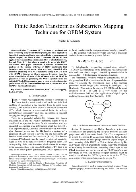 Pdf Finite Radon Transform As Subcarriers Mapping Technique For Ofdm