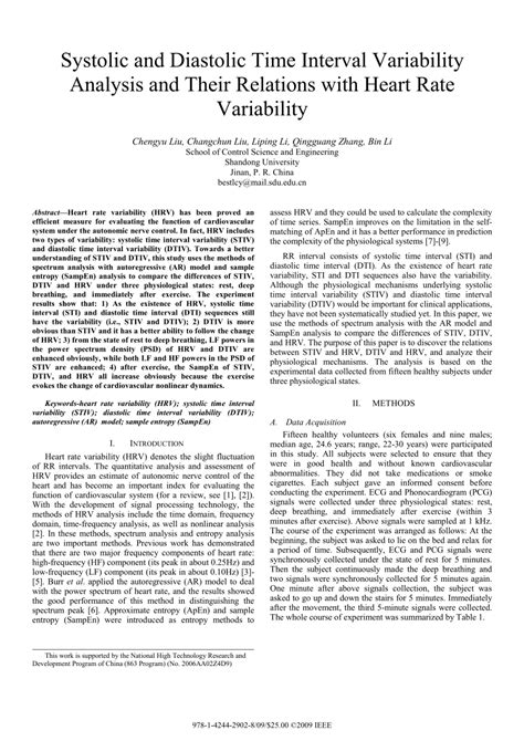 Pdf Systolic And Diastolic Time Interval Variability Analysis And Their Relations With Heart