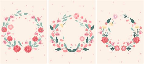 꽃 화환과 텍스트 공간이있는 밝은 카드 화려한 꽃과 하트 미니멀리스트 구성은 초대장 엽서 배너 결혼식에 이상적입니다 벡터 그림입니다 0명에 대한 스톡 벡터 아트 및 기타