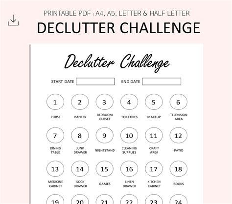30 Day Declutter Challenge Declutter Tracker Printable Spring Clean 30 Day Declutter Challenge Declutter Tracker Printable Spring Clean