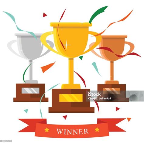 대회와 리더십 그림 고립 우승자 개념입니다 벡터입니다 챔피언 트로피 플랫 아이콘입니다 골든 우승자 컵입니다 Championship에 대한 스톡 벡터 아트 및 기타 이미지