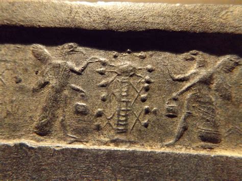 Mesopotamian Assyrian Seal Impression Tree Of Life With Apkallu