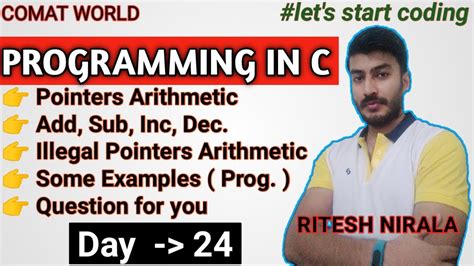 Pointer Arithmetic In C Day 24 Youtube