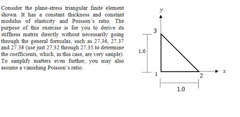 Solved Consider The Plane Stress Triangular Finite Element
