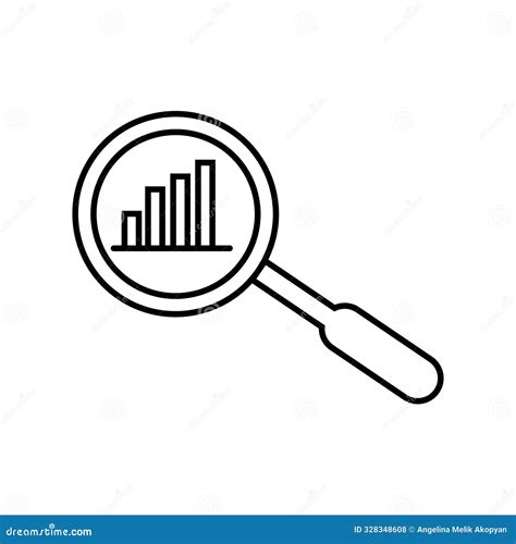 Magnifying Glass With Bar Graph Icon Stock Vector Illustration Of View Strategy 328348608