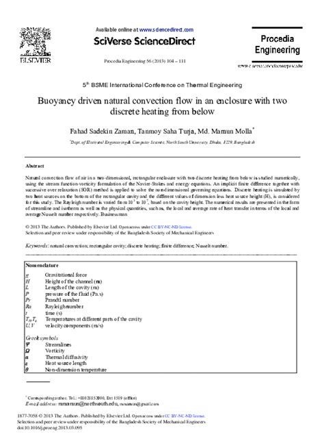 Pdf Buoyancy Driven Natural Convection Flow In An Enclosure With Two