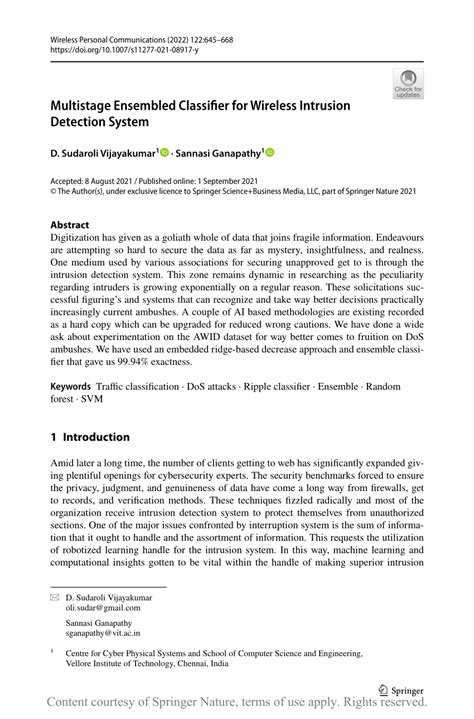 Multistage Ensembled Classifier For Wireless Intrusion Detection System