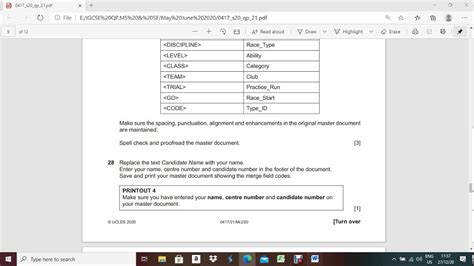 Igcse Ict May June 2020 21 Mail Merge Youtube
