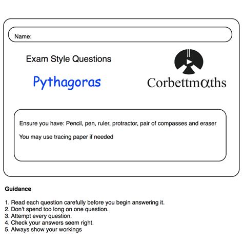 Pythagoras Practice Questions Corbettmaths