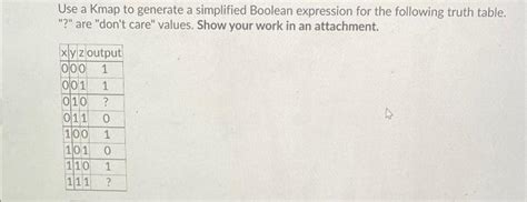 Solved Use A Kmap To Generate A Simplified Boolean