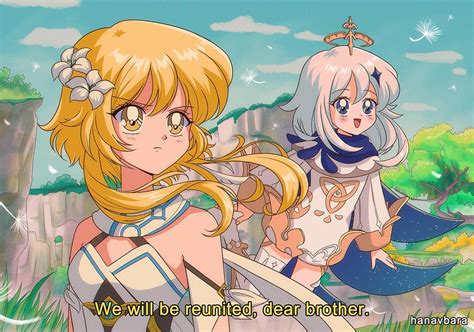 Lumine And Paimon Genshin Impact Drawn By Hanavbara Danbooru