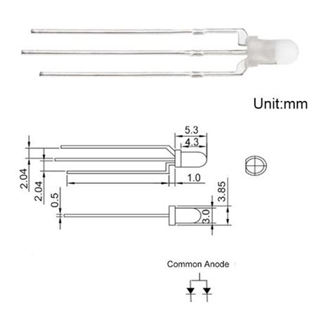 10 X 3mm LED Bi Colour Red Green Diffused Common Anode All Top Notch