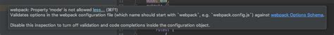 Property Mode Is Not Allowed Warning Shows In Webpack Config