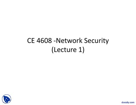 Introduction To Network Security Network Security Lecture Slides Docsity